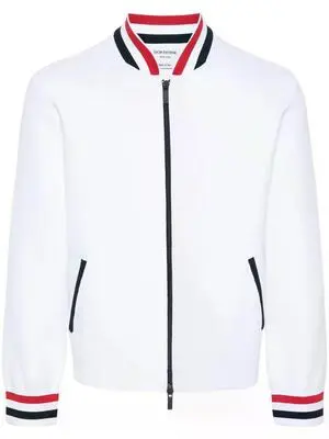 Thom Browne Rwb-stripe Knitted Bomber Jacket