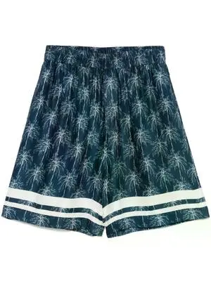 LANEUS Palm Tree-print Shorts - Blue
