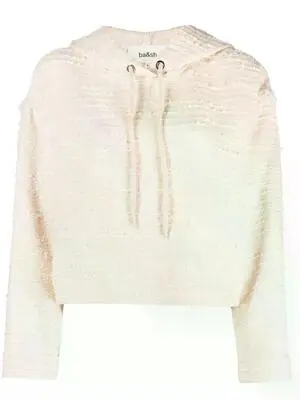 Ba&sh Ado Bouclé Cropped Hoodie - Neutrals