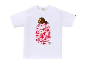 A BATHING APE Abc Camo Milo On Big Ape Tee Shirt (ss25) White/pink