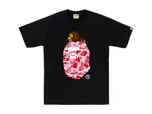 BAPE Abc Camo Milo On Big Ape Tee Shirt (ss25) Black/pink