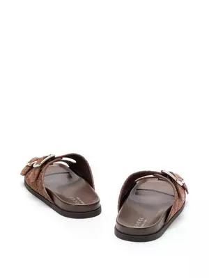 Gucci Leather Slides - Brown