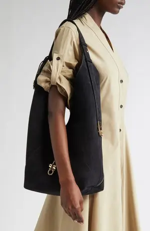 FERRAGAMO Origami Suede Hobo Bag