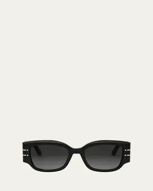 Dior Diorsignature S13i Rectangle Sunglasses - Shiny Black Gradient Smoke