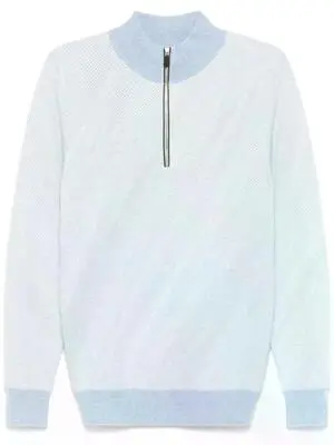 N.peal Temple Jacquard Half Zip Sweater - White