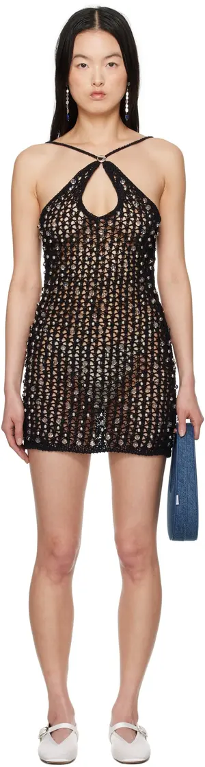 Coperni Coperni Beaded Knitted Minidress - Black