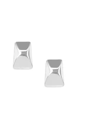 ANINE BING Curved Rectangle Earrings - Silver