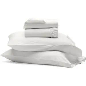 BOLL & BRANCH Signature Curved Edge Organic Cotton Sheet Set - White/ White