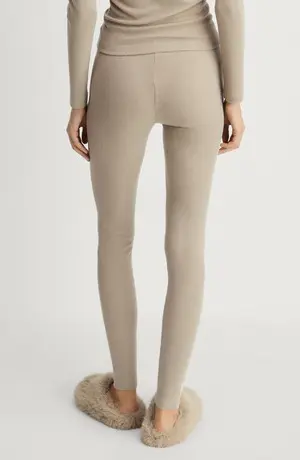 Mango Rib Knit Pants - Peach