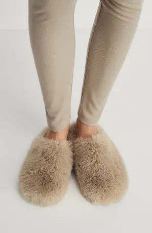 Mango Rib Knit Pants - Peach