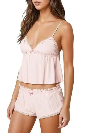 EDIKTED Dream Waffle Stitch Babydoll Camisole - Pink