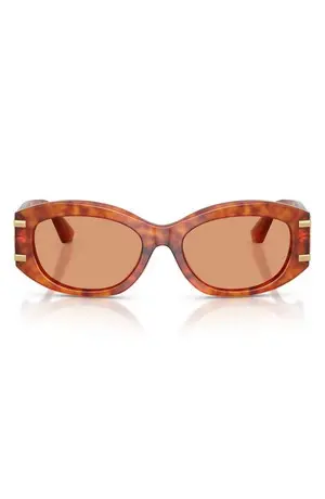 Dolce & Gabbana 55mm Oval Sunglasses - Camel Havana / Orange