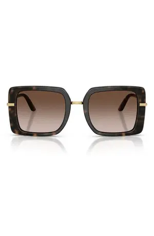 Dolce & Gabbana 52mm Square Sunglasses - Havana White Barrow Brown