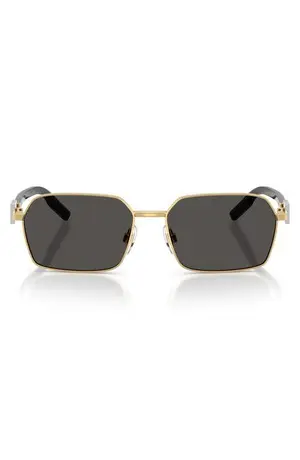 Dolce & Gabbana 56mm Rectangular Sunglasses - Gold/dark Grey