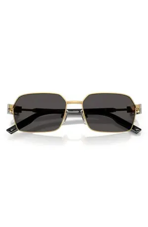 Dolce & Gabbana 56mm Rectangular Sunglasses - Gold/dark Grey