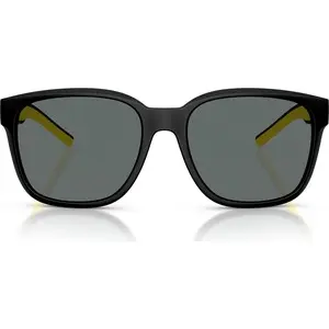 SCUDERIA FERRARI 56mm Square Sunglasses - Matte Black / Dark Grey Polar