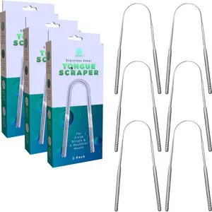 PURSONIC Steel Tongue Scraper For Fresh Breath - Silver