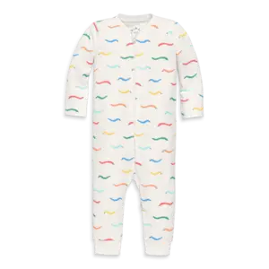 PRIMARY Baby Organic Zip Romper In Baby Bugs - Ivory Rainbow Caterpillars