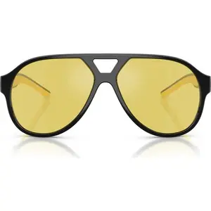 SCUDERIA FERRARI 58mm Pilot Sunglasses - Black /mirror Yellow