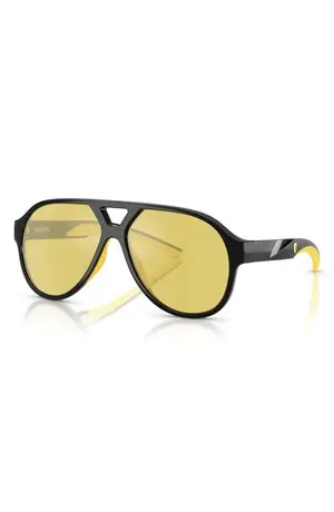 SCUDERIA FERRARI 58mm Pilot Sunglasses - Black /mirror Yellow
