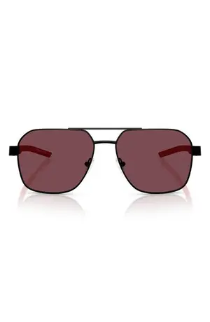 SCUDERIA FERRARI 57mm Square Sunglasses - Matte Black / Red Ferrari