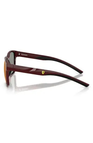 SCUDERIA FERRARI 56mm Square Sunglasses - Red Bordeaux / Red Mirror