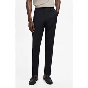Mango Turin Virgin Slim Fit Wool Pants - Navy