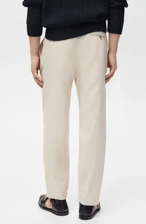 Mango Slim Fit Linen & Cotton Drawstring Pants