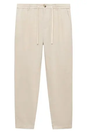 Mango Slim Fit Linen & Cotton Drawstring Pants