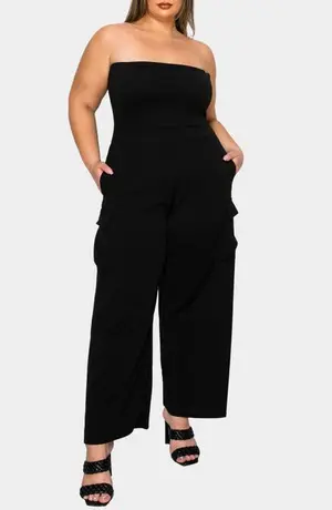 L I V D Yumi Strapless Jumpsuit - Black