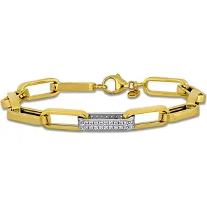 JULIANNA B. Cubic Zirconia Paperclip Link Bracelet - 14k Yellow Gold
