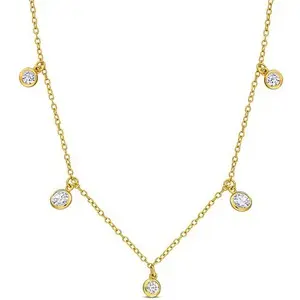 JULIANNA B. Multi-shape Cubic Zirconia Station Necklace - Yellow-plated