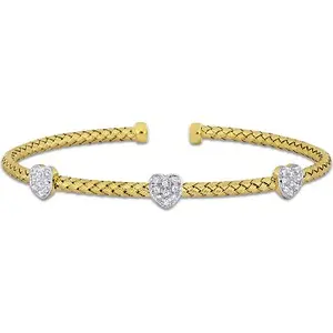 JULIANNA B. Cubic Zirconia Heart Bangle - Yellow-plated