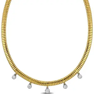 JULIANNA B. Cubic Zirconia Omega Station Dangle Necklace - Yellow-plated