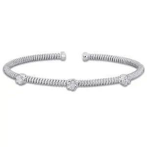 JULIANNA B. Cubic Zirconia Twist Bangle - Sterling Silver