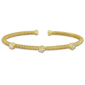 JULIANNA B. Cubic Zirconia Twist Bangle - Yellow-plated