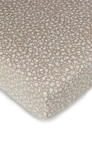 L'OVEDBABY Organic Cotton Crib Sheet - Oatmeal Ditsy Floral