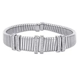 JULIANNA B. Cubic Zirconia Omega Bangle - Sterling Silver