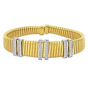 JULIANNA B. Cubic Zirconia Omega Bangle - Yellow-plated