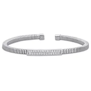 JULIANNA B. Cluster Bar Open Bangle Bracelet - Sterling Silver