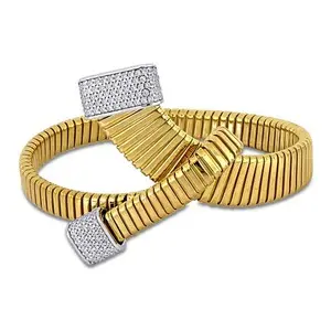 JULIANNA B. Cubic Zirconia Omega Bangle - Yellow-plated