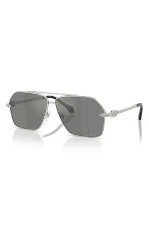 Versace 63mm Pilot Sunglasses - Silver