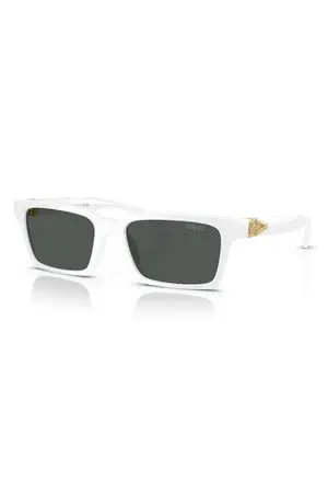Versace 55mm Rectangular Sunglasses - White