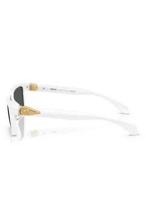 Versace 55mm Rectangular Sunglasses - White