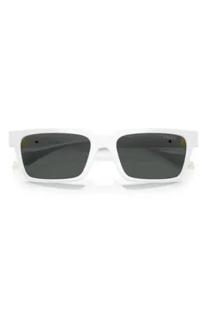 Versace 55mm Rectangular Sunglasses - White