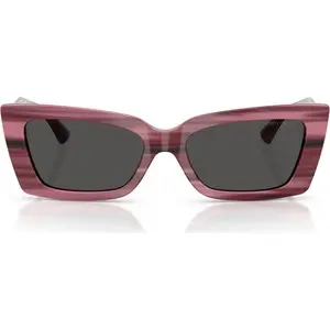 JIMMY CHOO 54mm Cat Eye Sunglasses - Striped Cranberry / Dark Grey