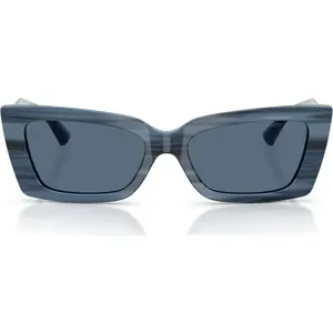 JIMMY CHOO 54mm Cat Eye Sunglasses - Striped Navy /dark Blue