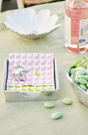 MARIPOSA Beaded Napkin Box Set - Silver