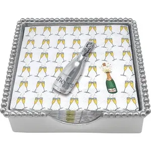 MARIPOSA Beaded Napkin Box Set - Silver