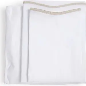 POM POM AT HOME Skylar Cotton Percale Sheet Set - White/ Flax